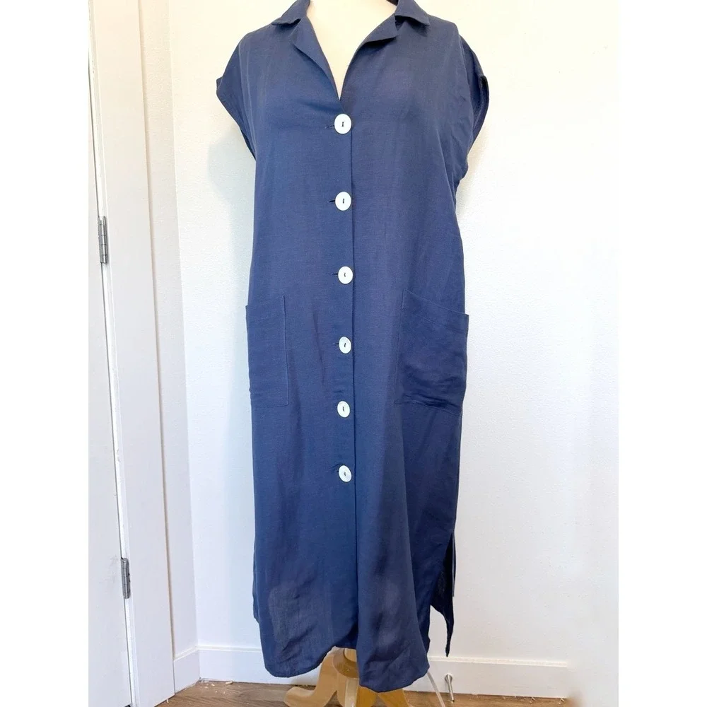 Mango | Dresses | Mango Womens Linen Midimaxi Large Summer Dress Light ...